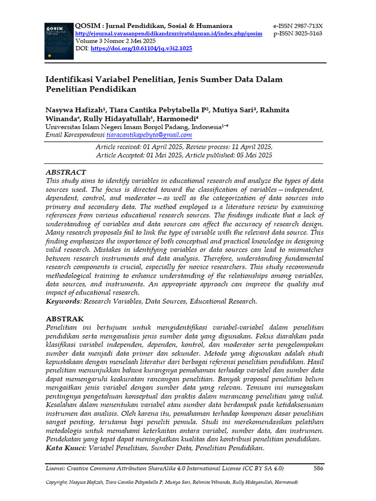 Variabel dan Sumber Data Penelitian Pendidikan | PDF