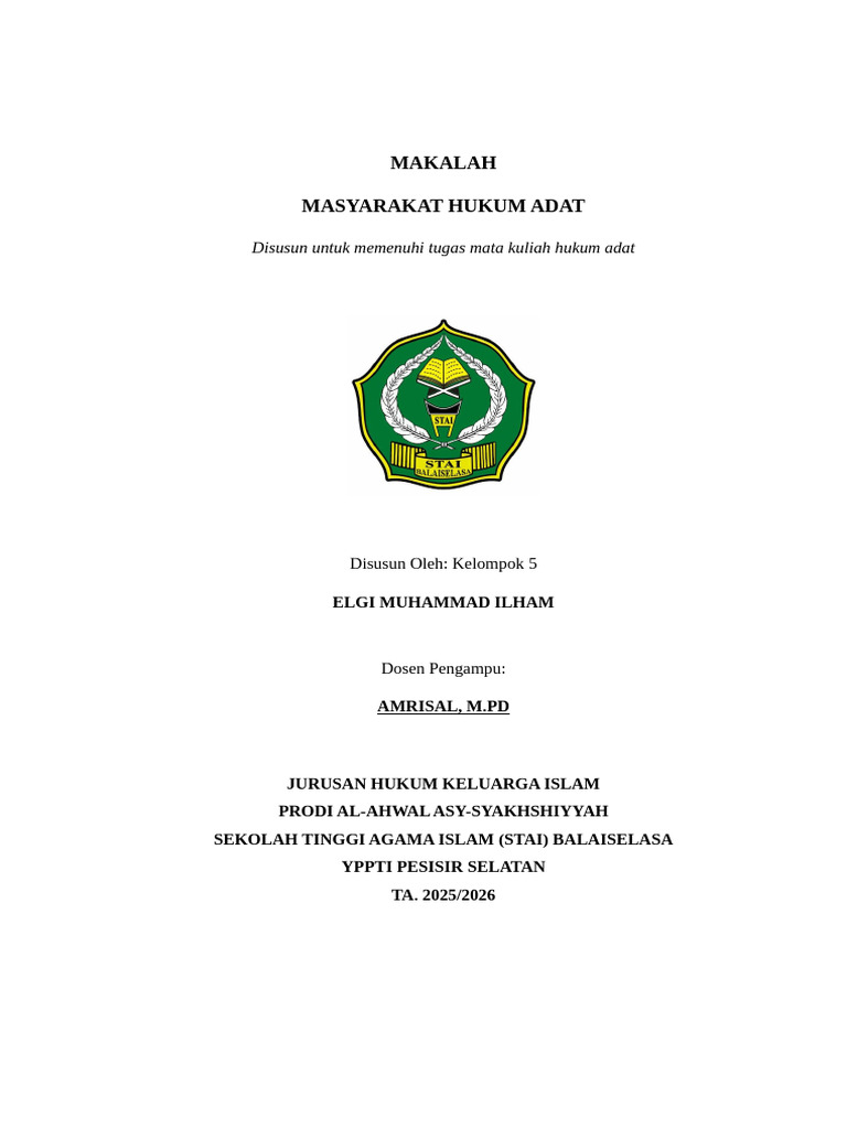Masyarakat Hukum Adat k.5 | PDF