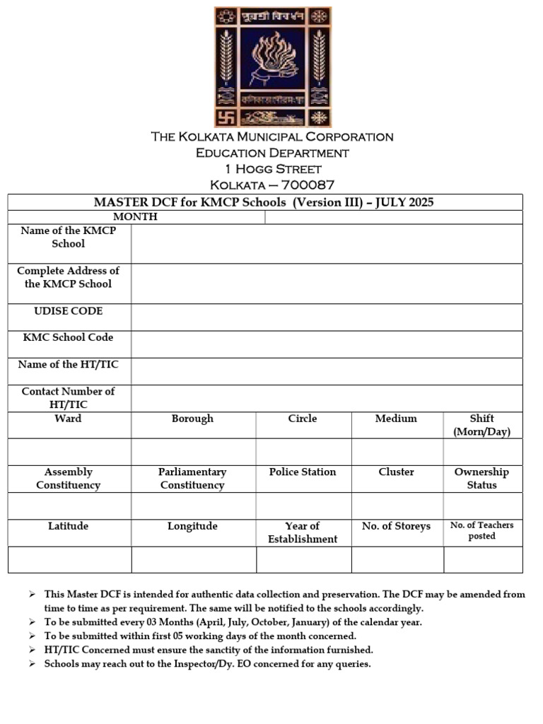 Master DCF for KMCP Schools 2025 | PDF