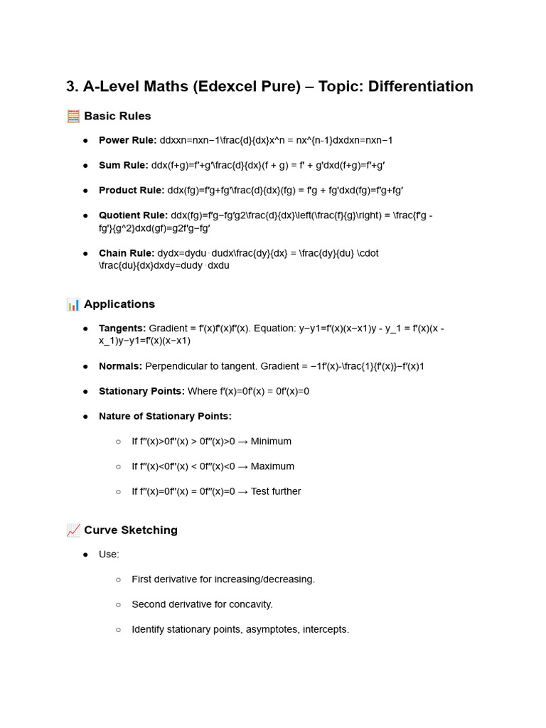 A-Level Maths: Differentiation Rules | PDF
