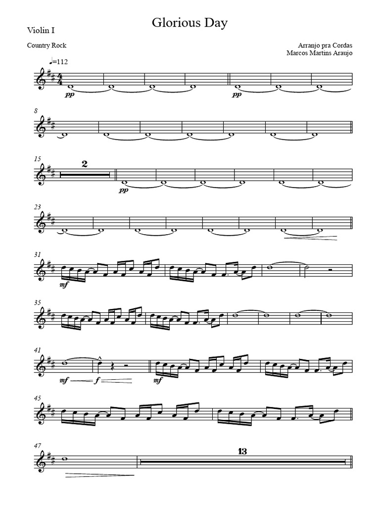 Glorious Day - Violin I | PDF