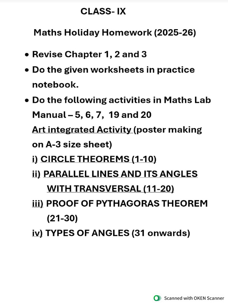 9th Holiday Homework | PDF