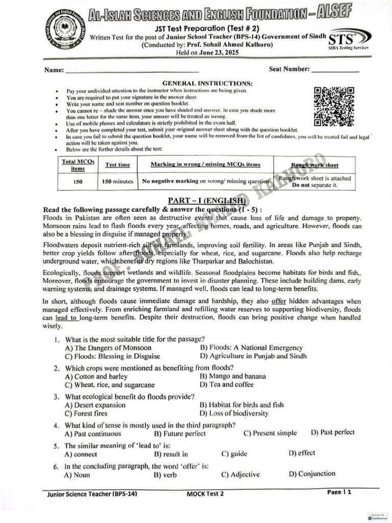 JST Mock Test | PDF