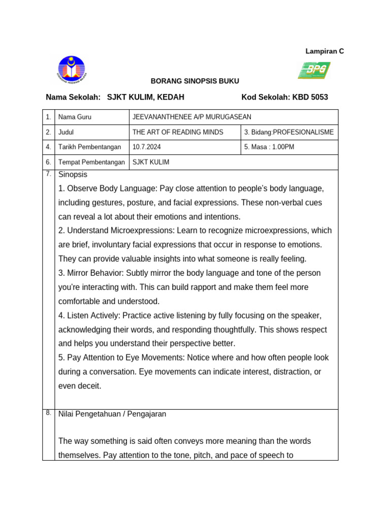The Art of Reading Minds Overview | PDF | Body Language | Nonverbal ...