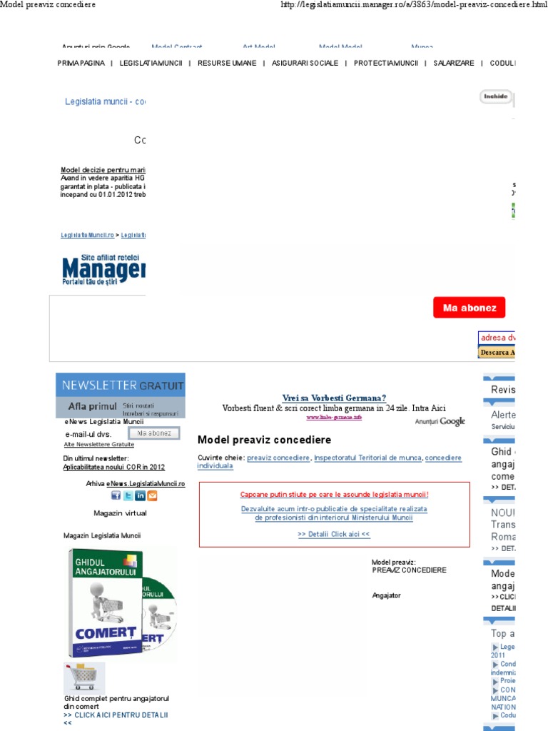 Model Preaviz Concediere | PDF