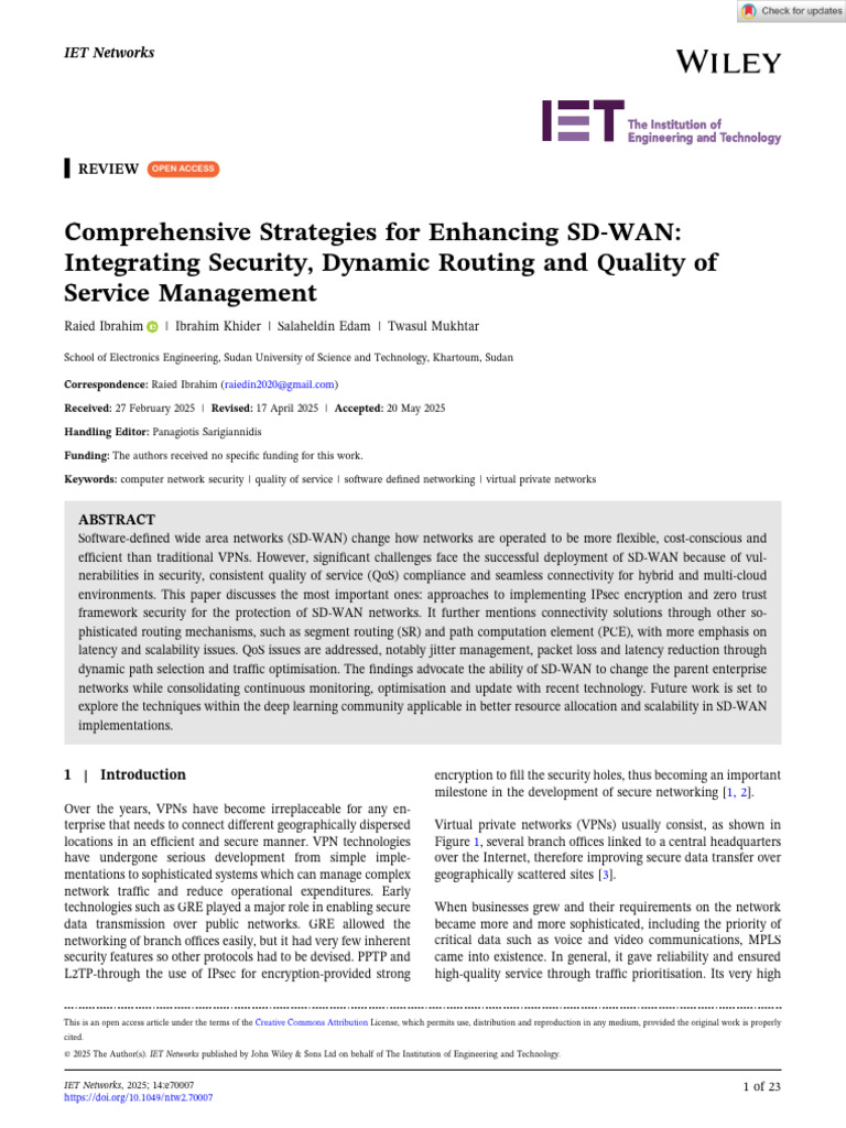IET Networks - 2025 - Ibrahim - Comprehensive Strategies For Enhancing ...