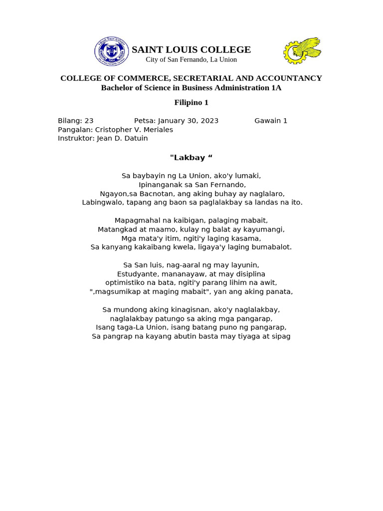 Filipino Tula by MERIALES | PDF