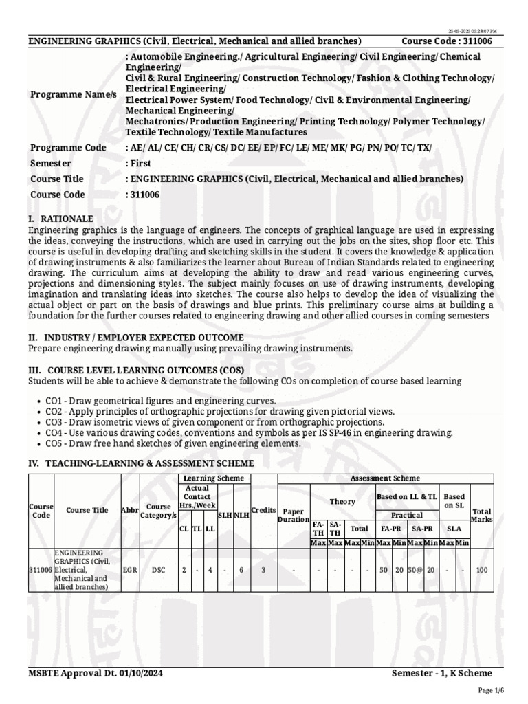 311006-Engineering Graphics | PDF | Engineering | Technical Drawing