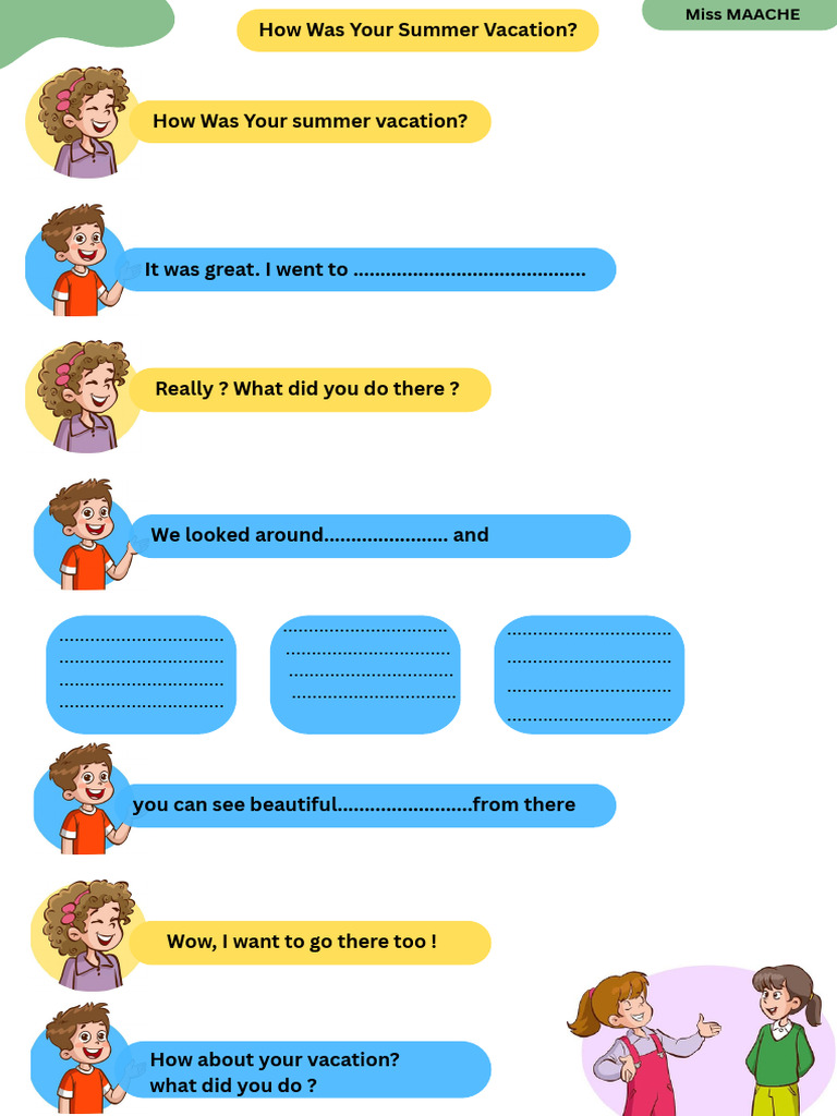 Summer Vacation Dialogue Writing | PDF