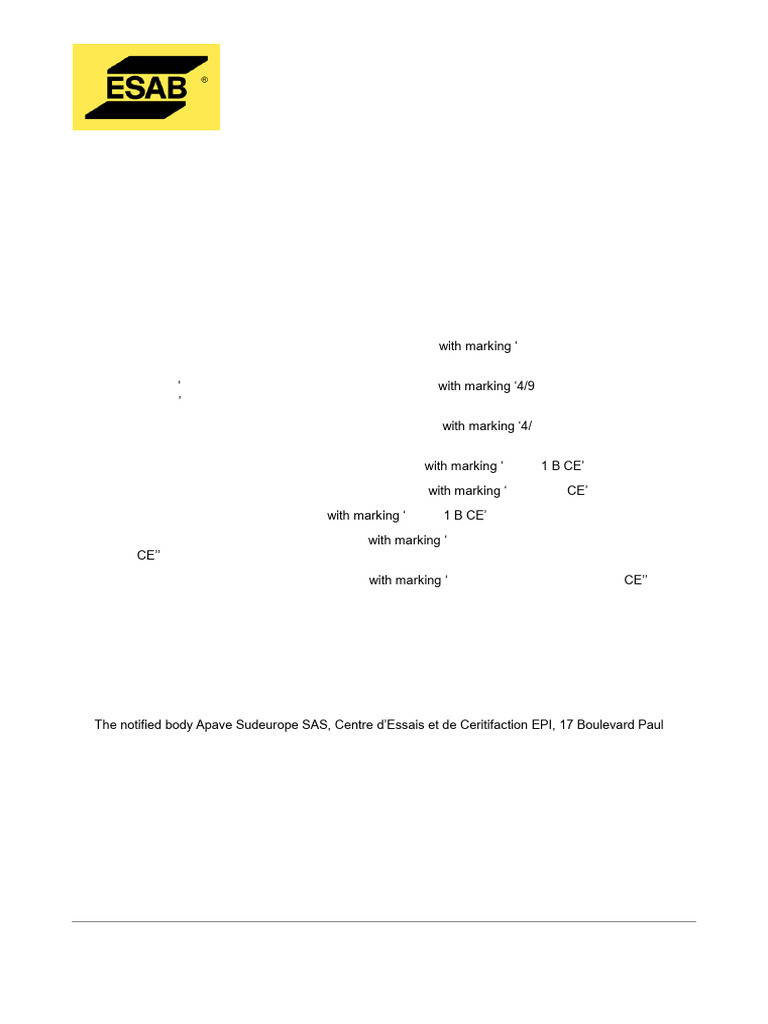 Esab Papr Ce Declaration 2019 | PDF