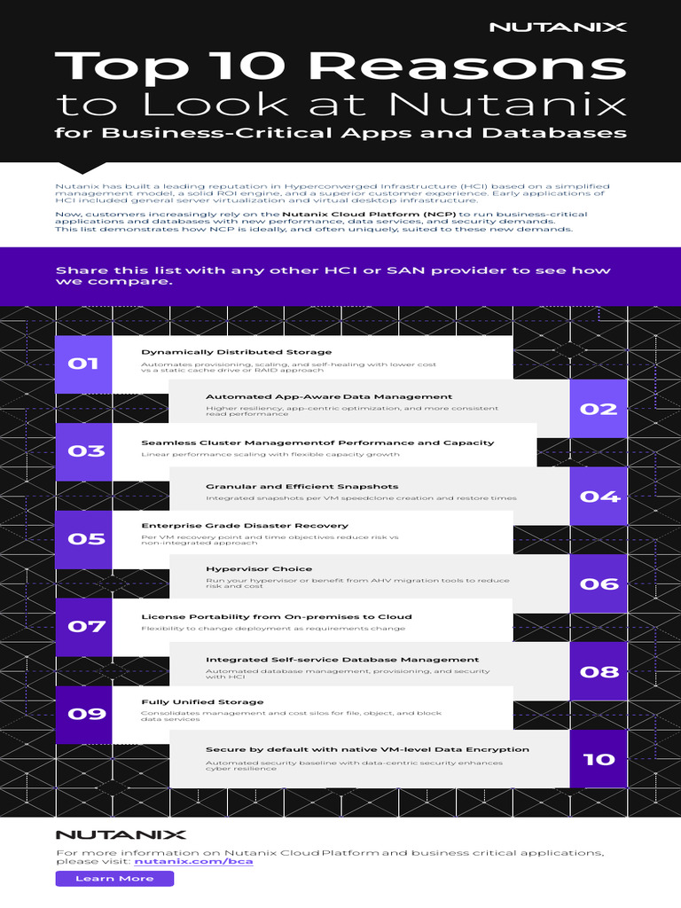 Inf 10 Reasons Nutanix Cloud Platform | PDF | Cloud Computing | Databases