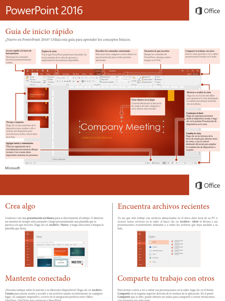 Powerpoint 2016 Quick Start Guide Español | PDF | Microsoft PowerPoint | Botón (Computación)
