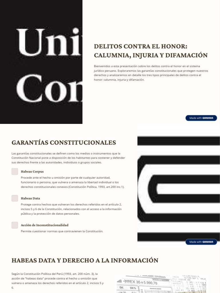 Delitos Contra El Honor Calumnia Injuria y Difamacion | PDF | Derecho Constitucional | Constitución