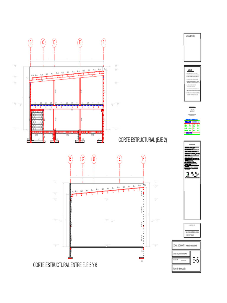 E-6 Plano de Cimentacion MANTE Dicotam | PDF | Ingeniería estructural