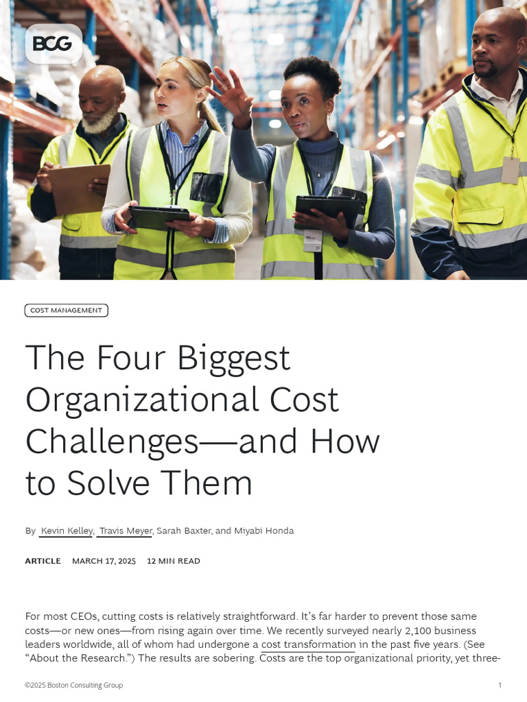 (BCG) Four Biggest Organizational Cost Challenges (2025) | PDF ...