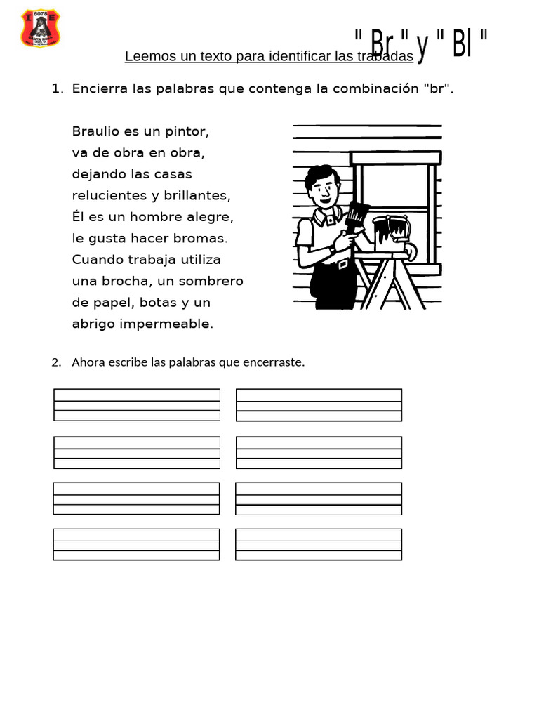 Ficha De La Letra De Br Y Bl Para Primero De Primaria Pdf