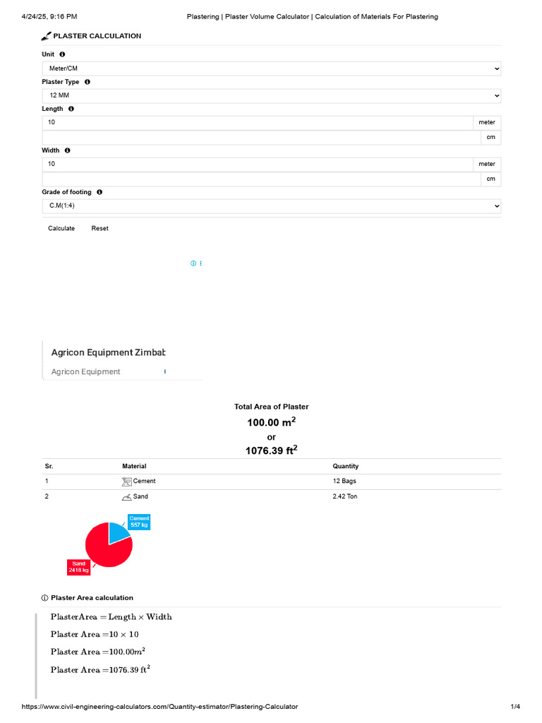 Plastering - Plaster Volume Calculator - Calculation of Materials For ...