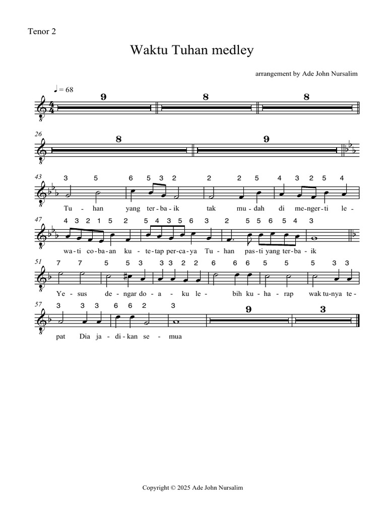 Waktu Tuhan Medley 2025 - Tenor 2 | PDF