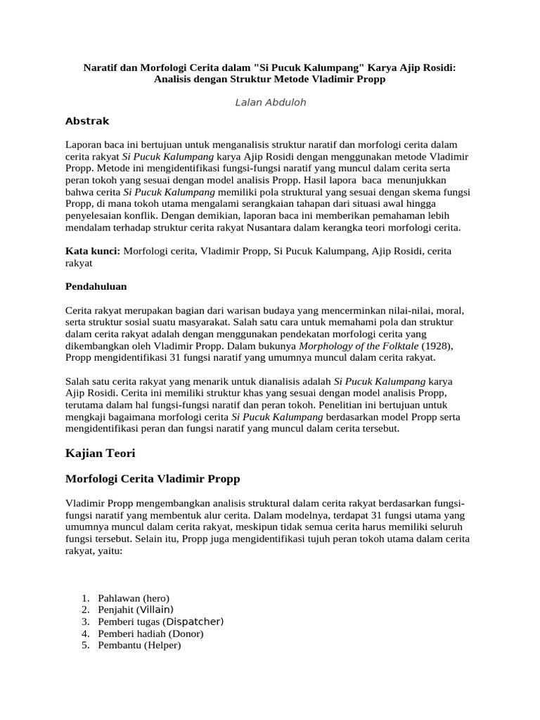 Naratif Dan Morfologi Cerita Dalam | PDF