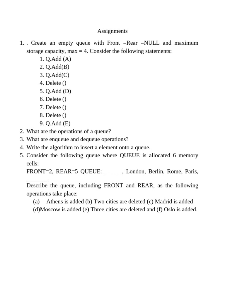 Queue Assignment | PDF