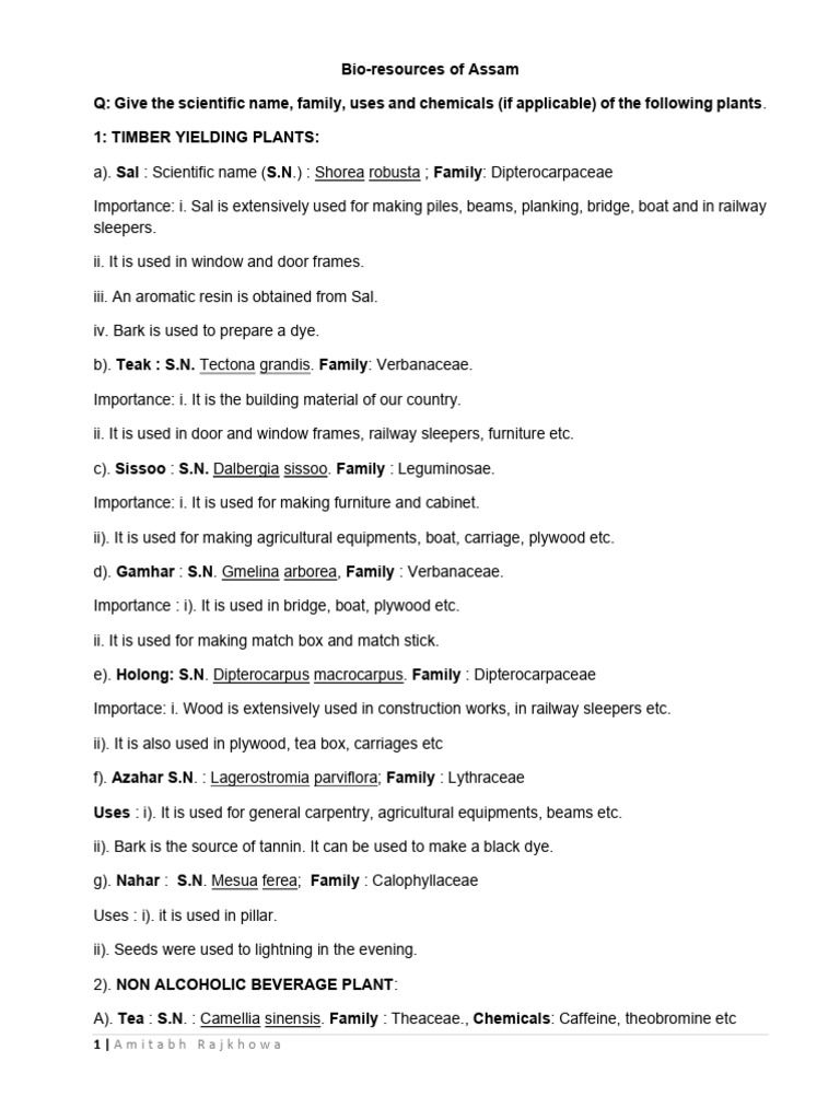 Bio-Resources of Assam: Class 12 Guide | PDF | Jute | Flax
