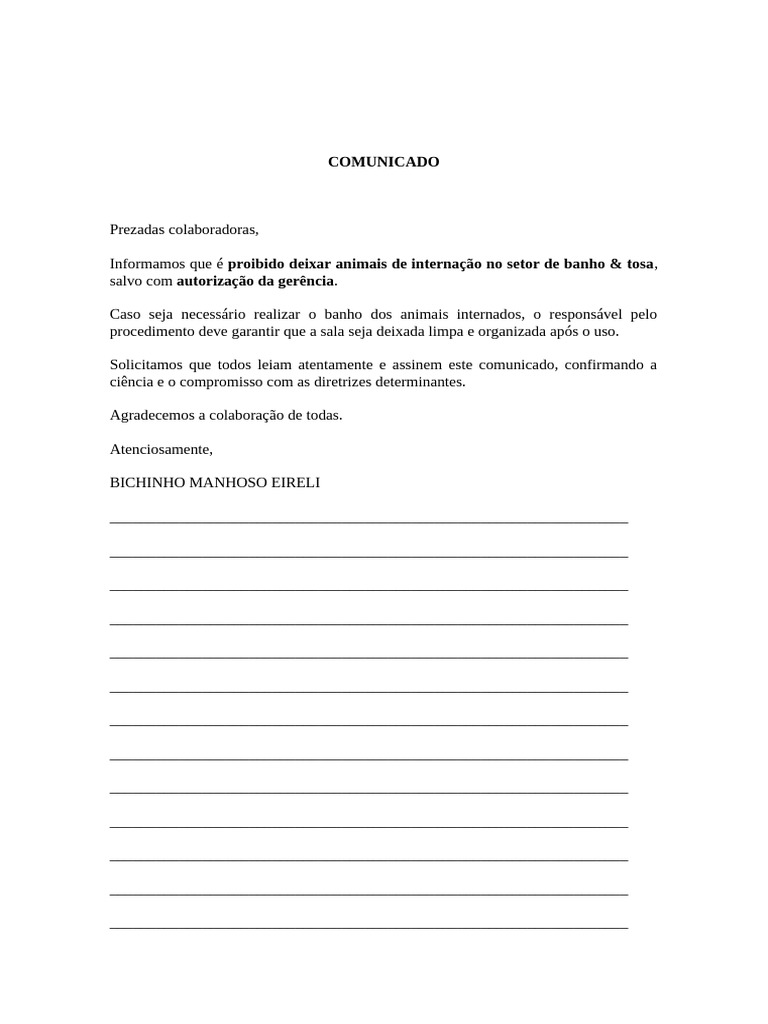 COMUNICADO Interno | PDF
