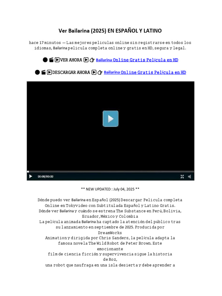 CUEVANA.3 - VER "Bailarina" (2025) ONLINE EN ESPAÑOL Y LATINO | PDF