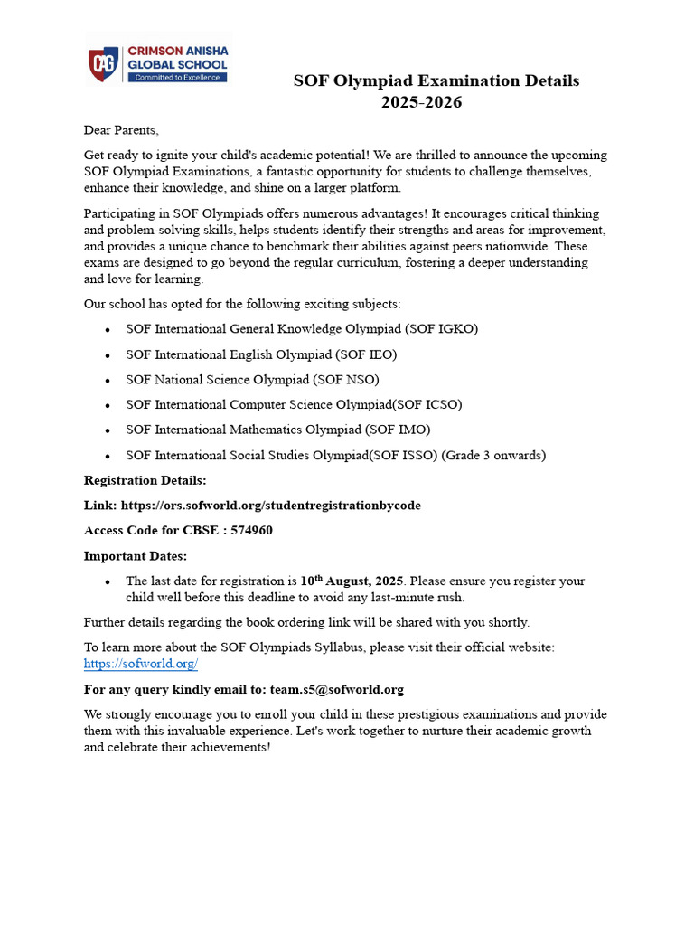 CBSE Circular SOF Registration 18.6.25 | PDF