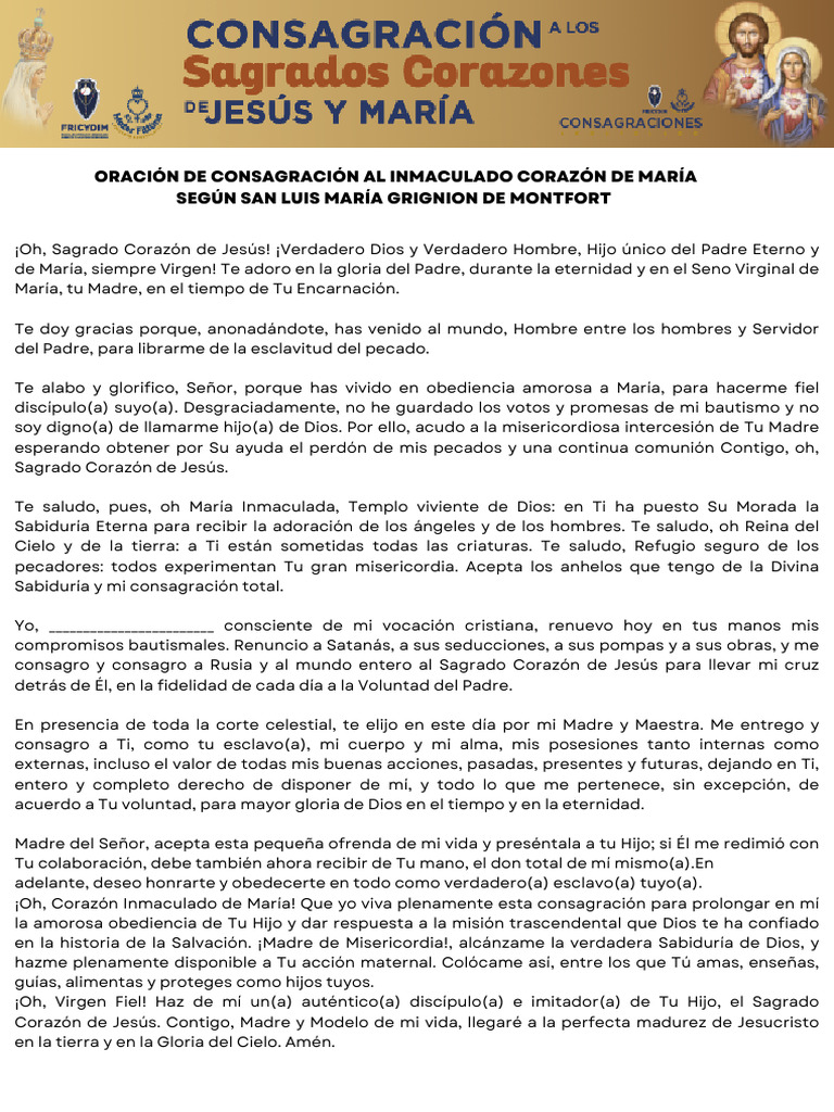 Consagración al Inmaculado Corazón de María | PDF | María, madre de ...