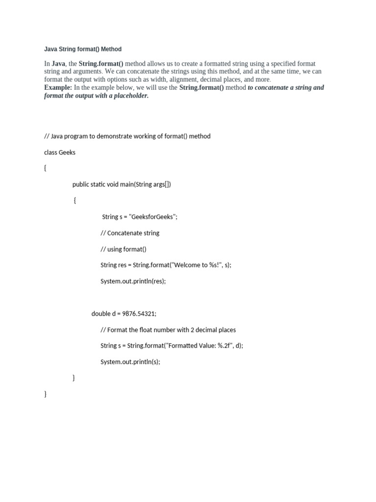 Java String Format | PDF