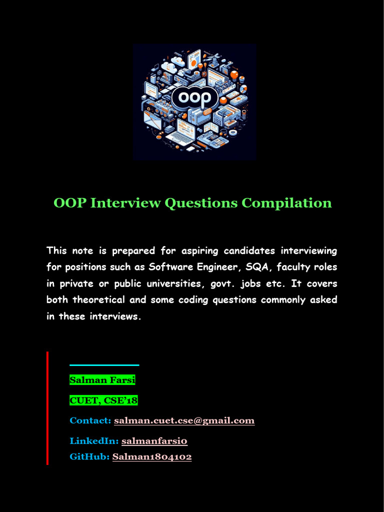 OOP Interview Questions Compilation (S.farsi Et. Al!) | PDF | Inheritance (Object Oriented ...