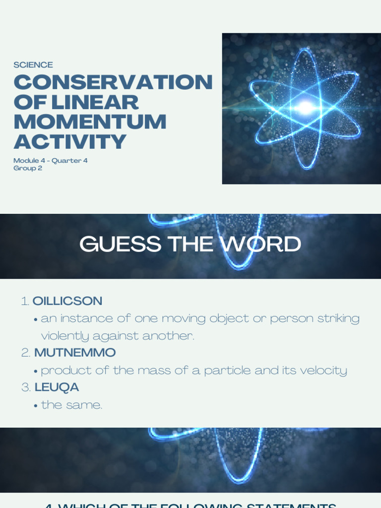 Conservation of Linear Momentum Quiz | PDF