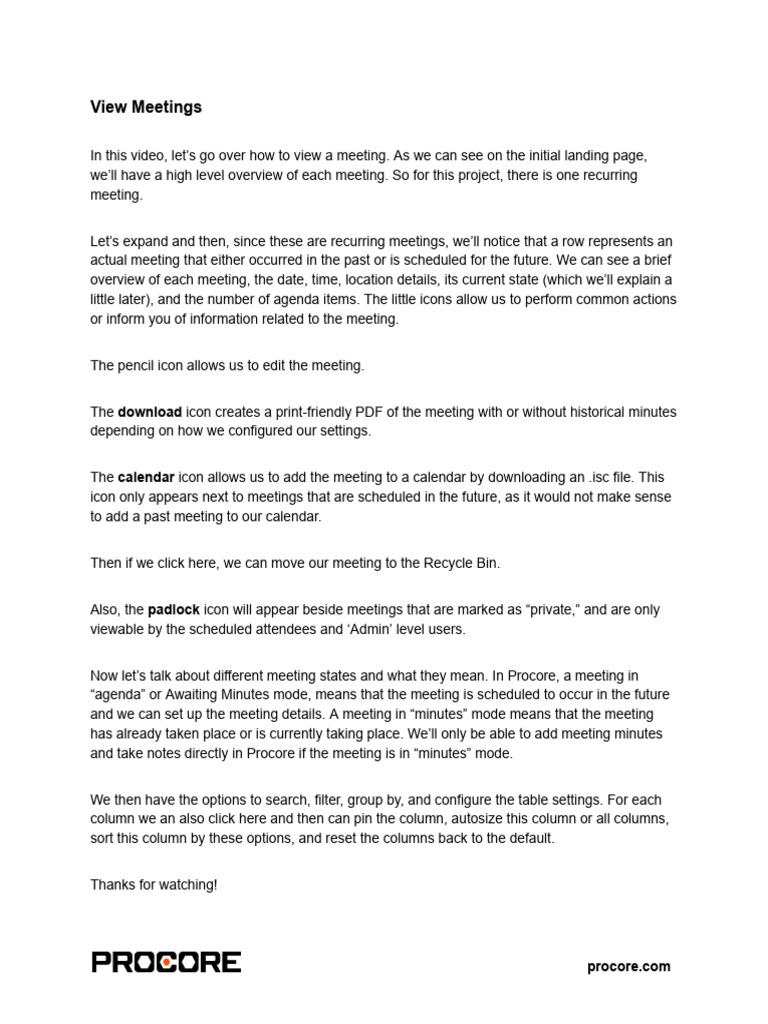 Meetings View Meetings | PDF
