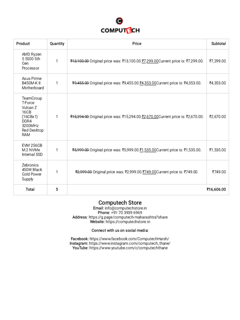 Computech Custom PC Build Pricing | PDF