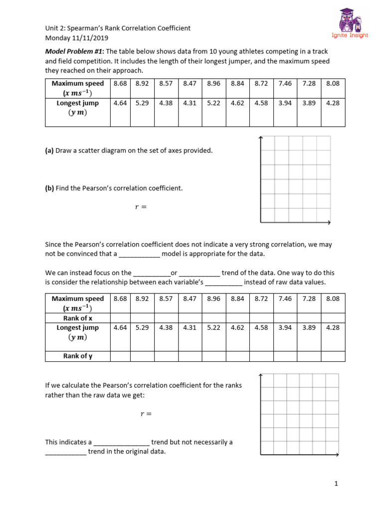Spearman's Rank Correlation Coefficient | PDF | Spearman's Rank ...