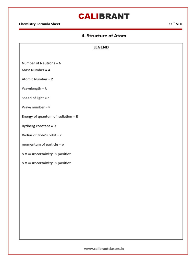 Wave Number Formula in Atomic Structure | PDF | Electron | Wavenumber