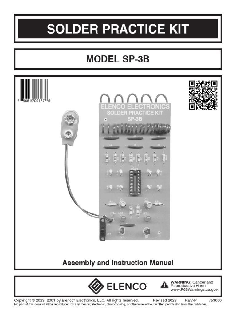 Solder Practice Kit SP-3B Manual | PDF | Soldering | Capacitor