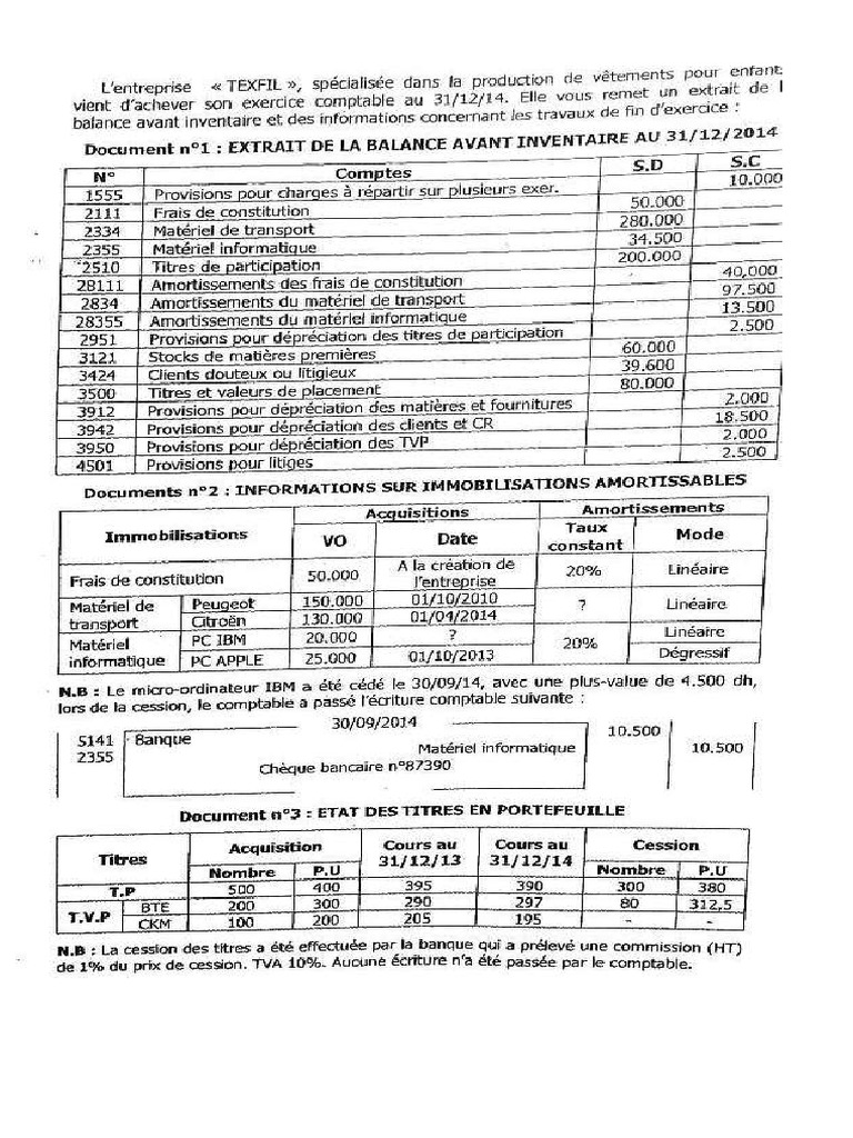 Etude de Cas Comptabilite Correction | PDF