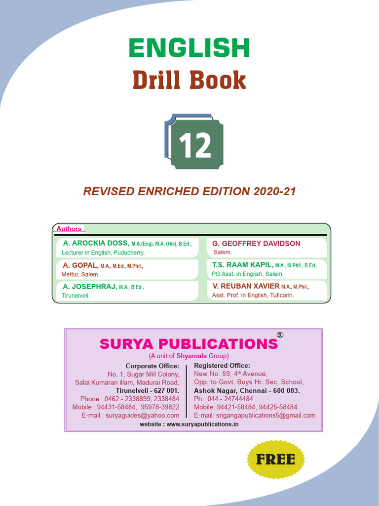 English Drill Book for Class 12 | PDF | Plural | English Language