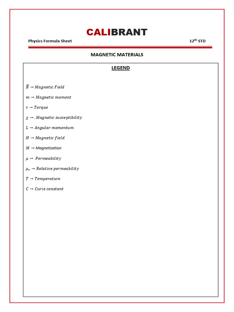 Physics - 11 - Magnetic Materials - 250405 - 113918 | PDF ...