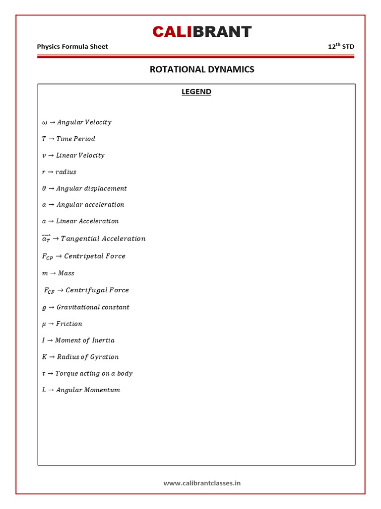 Physics - 1 - Rotational Dynamics - 250405 - 114132 | PDF | Rotation ...