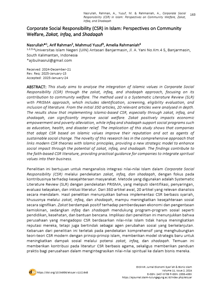 Zakat, Infaq Shadaqah: Corporate Social Responsibility (CSR) in Islam ...