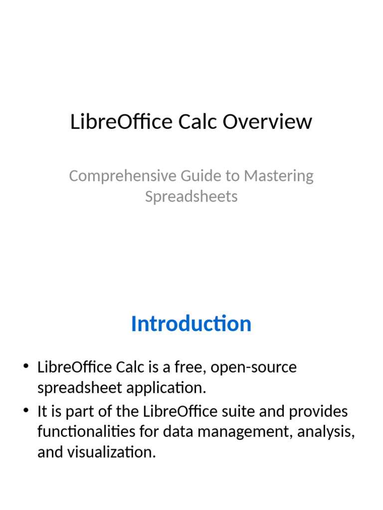 LibreOffice Calc: A Comprehensive Guide | PDF