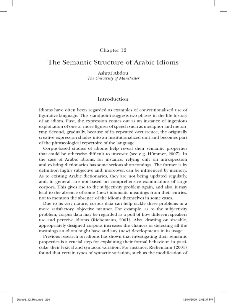 The Semantic Structure of Arabic Idioms-44453925 | PDF | Idiom | Semantics