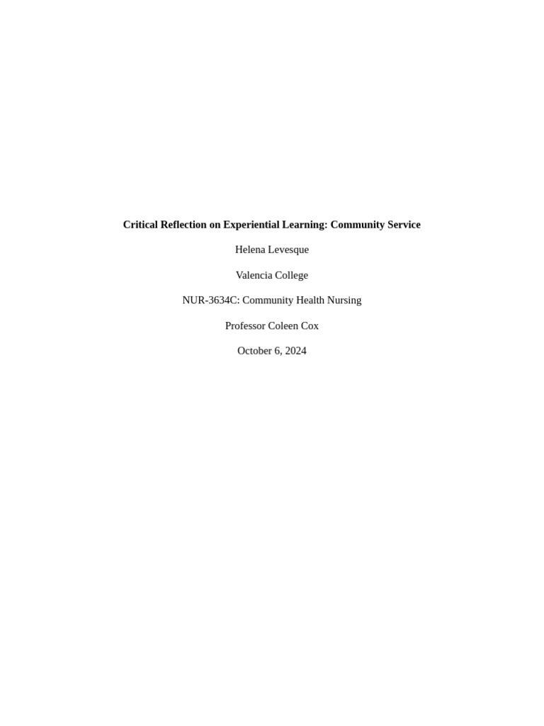 2critical Reflection On Experiential Learning Esp | PDF | Cuidado de la ...