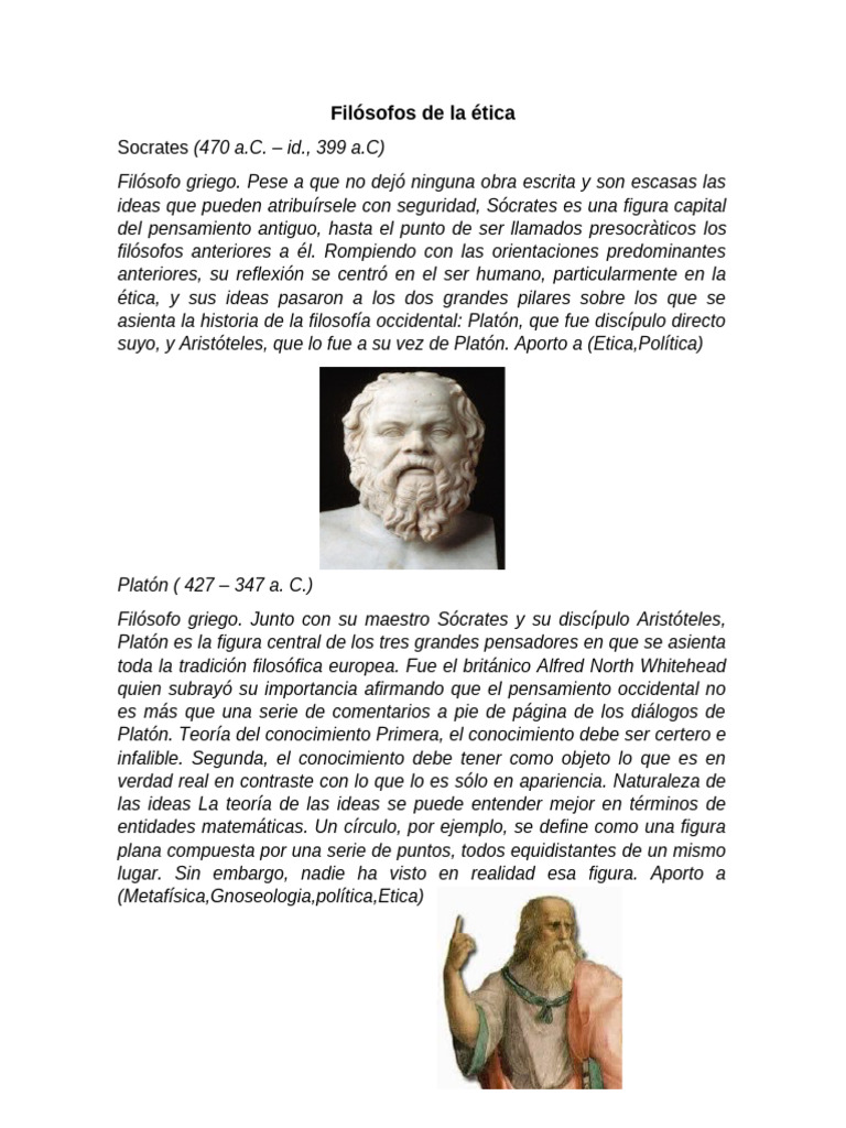 Filósofos de La Ética | PDF | Platón | Aristóteles