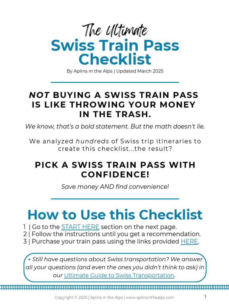New Ultimate Swiss Train Pass Checklist by Aplins in The Alps Updated ...