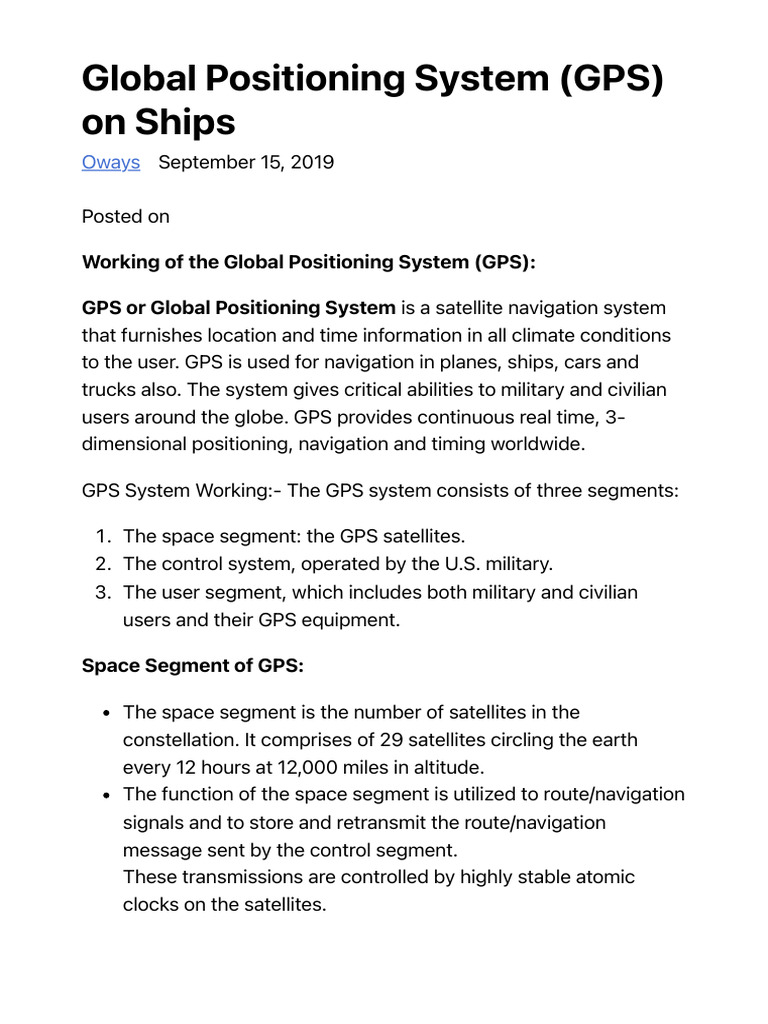 GPS System Overview and Functionality | PDF | Global Positioning System ...
