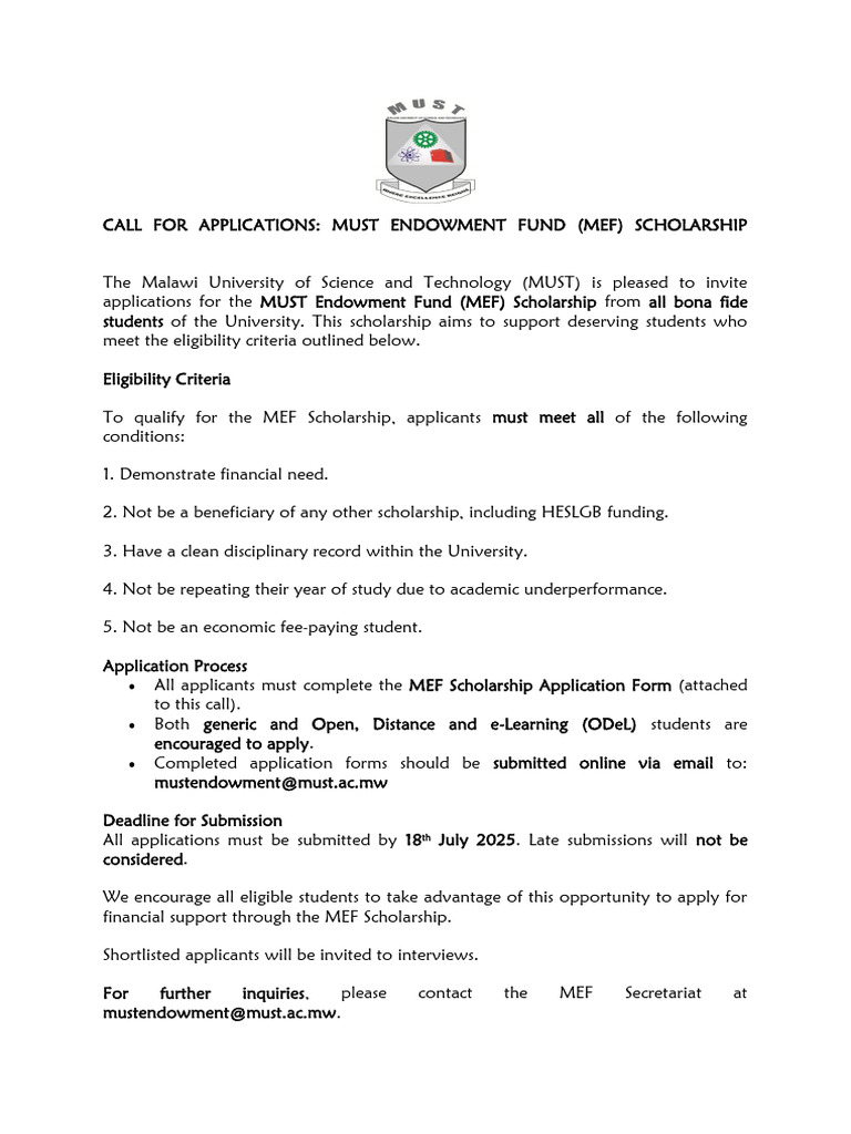 2025 MEF Call For Applications | PDF