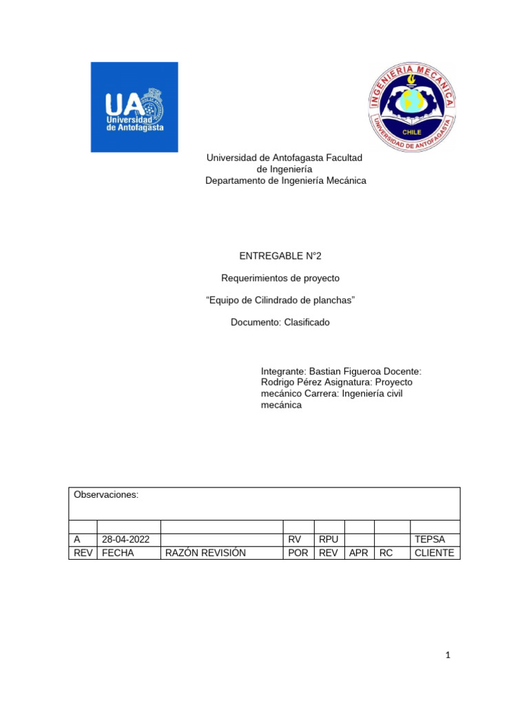 Informe Laminador Entregable N°2 | PDF | Engranaje | Caballo de fuerza